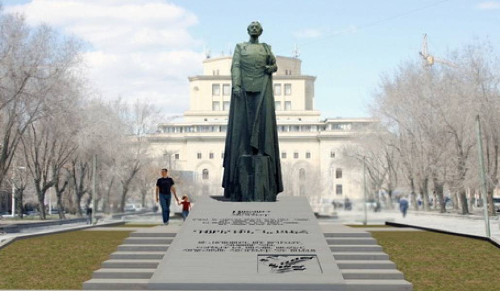 Statue of Garegin Nzhdeh in the center of Yerevan
